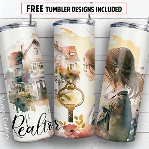 Realtor 20 Oz Skinny Tumbler Sublimation Design Wtercolor Real Estate ...