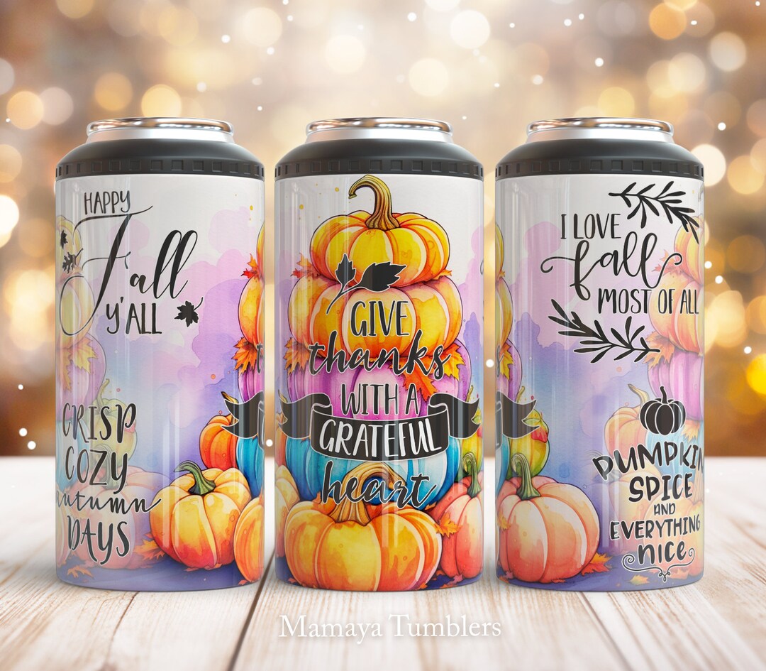 Fall 4 in 1 Can Cooler Sublimation Design Thanksgiving Pumpkin Spice ...