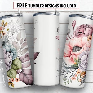 Name Flower BUNDLE 20 Oz Skinny Tumbler Sublimation Design Floral ...