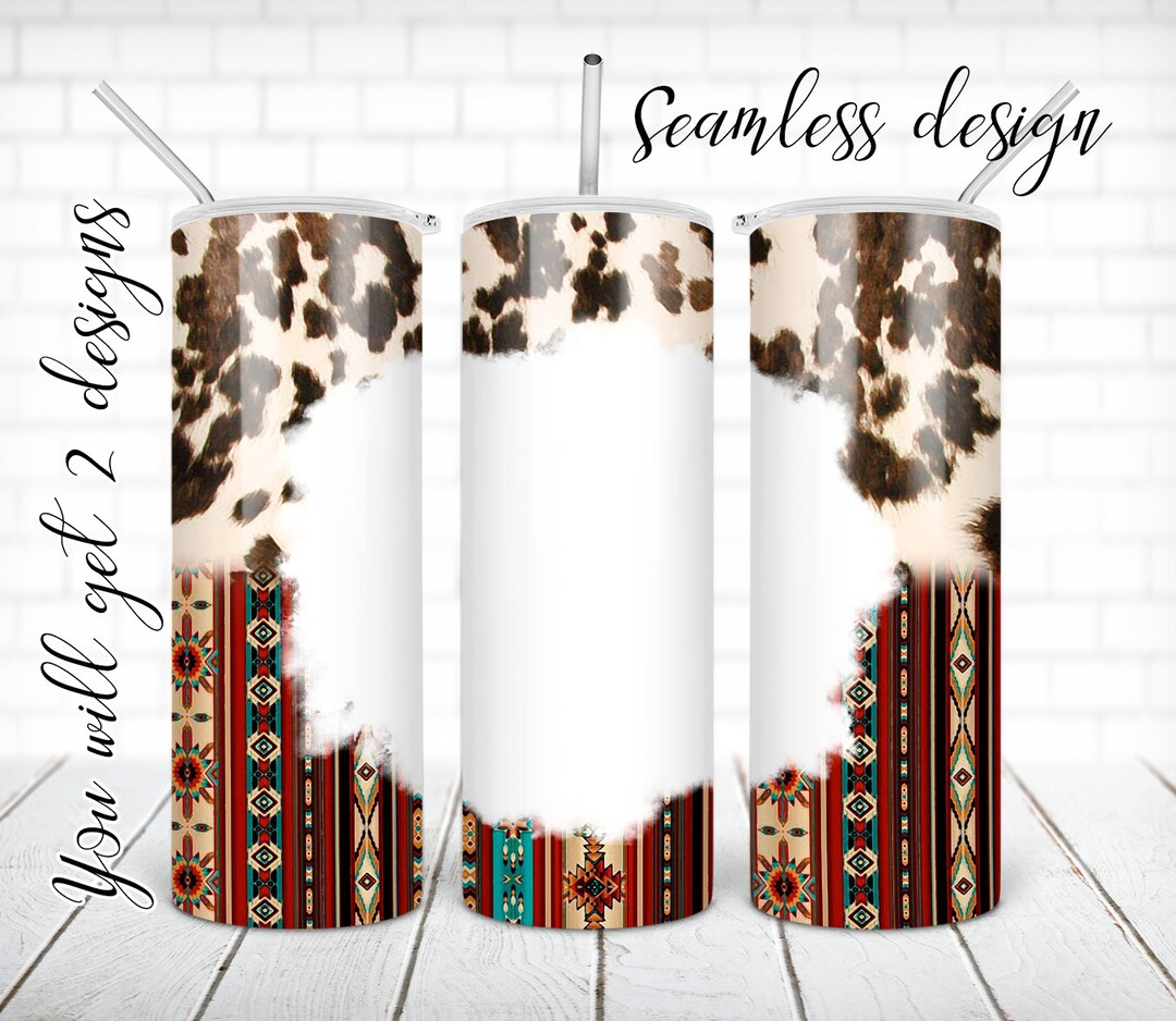 Cowhide Aztec Tumbler PNG Design Cow Print Western Frame 20 Oz Skinny ...