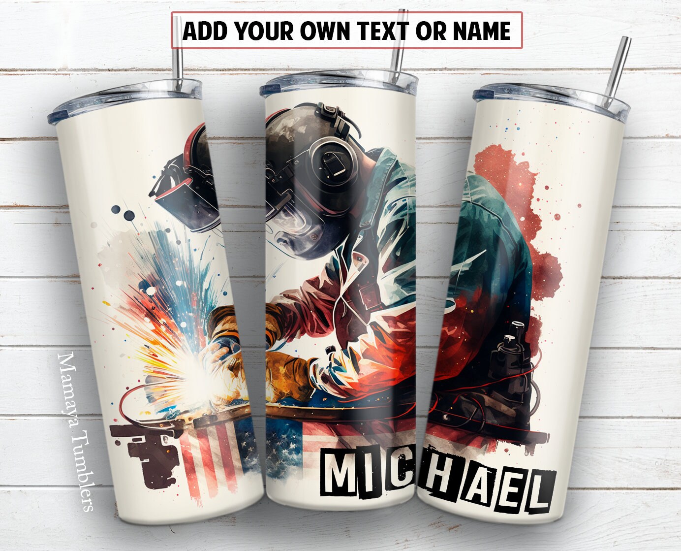 Welder 20 Oz Skinny Tumbler Sublimation Design USA Patriotic - Etsy