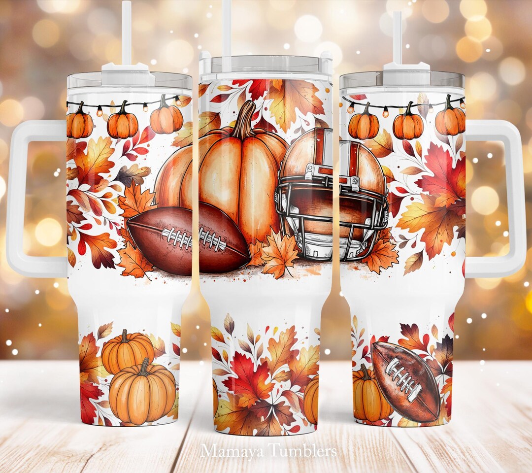 Football 40oz Quencher Tumbler Sublimation Design Fall Pimpkin ...