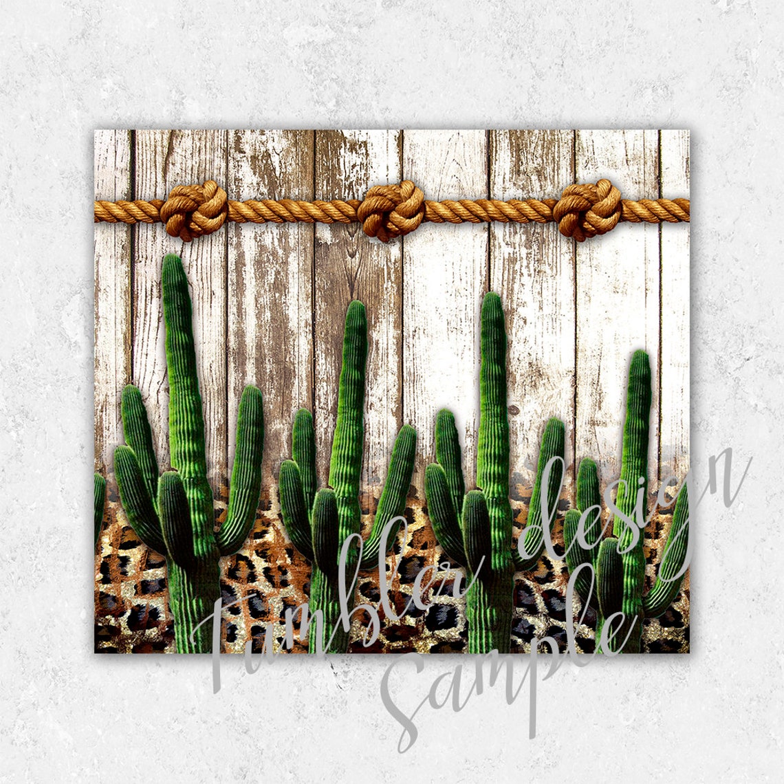 SEAMLESS Leopard Cactus With Rope Tumbler PNG Design Western - Etsy