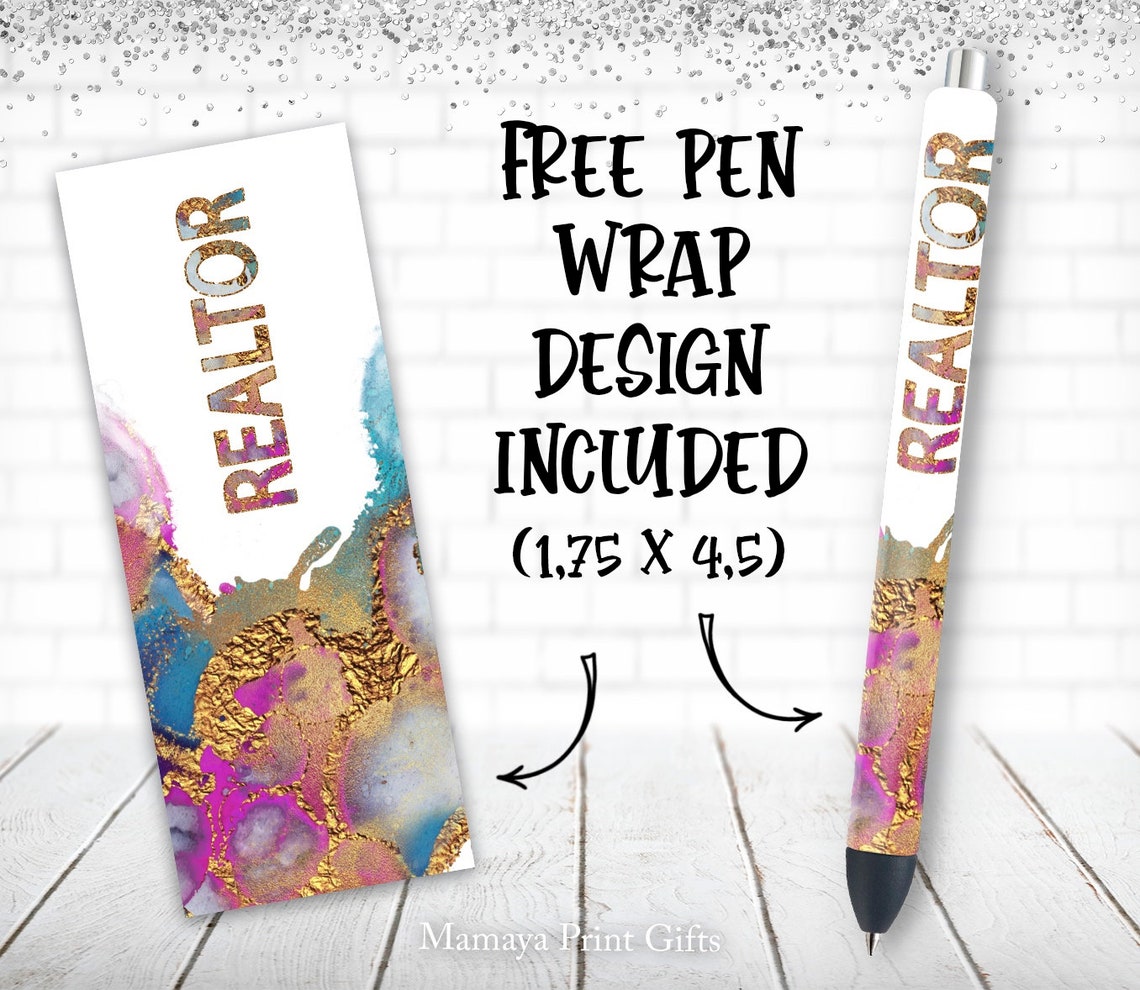 Realtor Tumbler PNG Design Ink Glitter 20oz and 30oz Skinny | Etsy