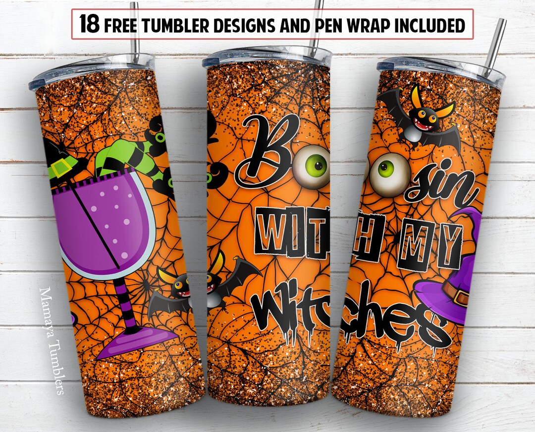 Halloween 20 Oz Skinny Tumbler Sublimation Design Boosin With - Etsy