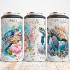 Turtle 4 in 1 Can Cooler Sublimation Design Summer Can Cooler Wrap Sea ...
