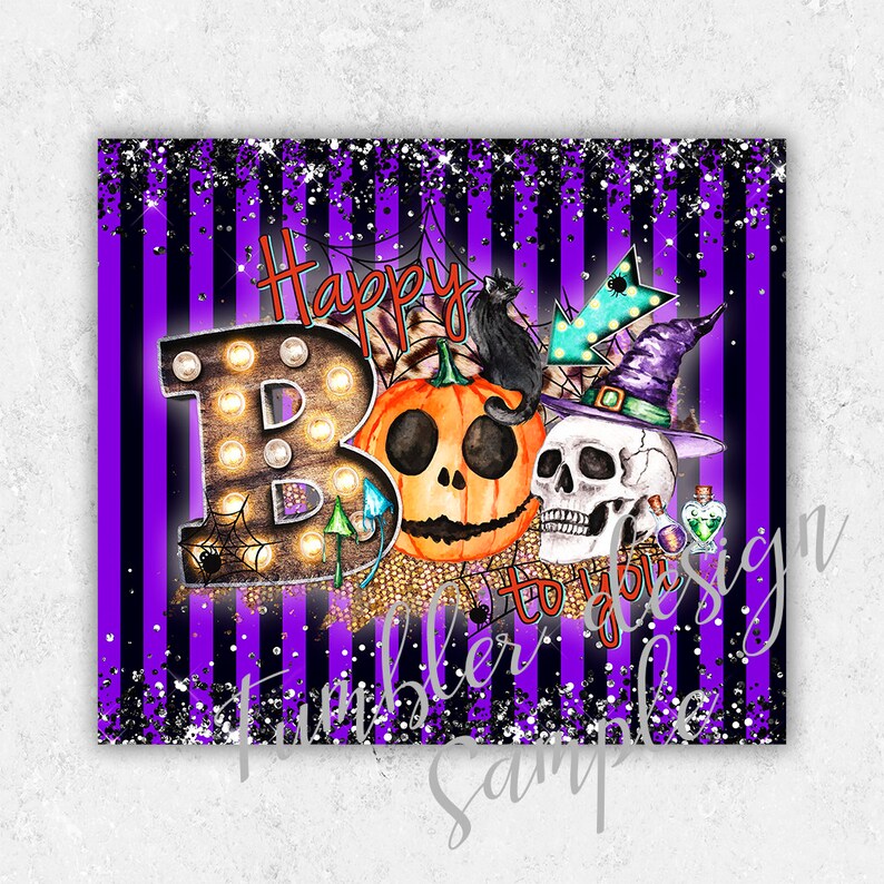 SEAMLESS Happy Boo to You Tumbler PNG Design Halloween Pumpkin and ...