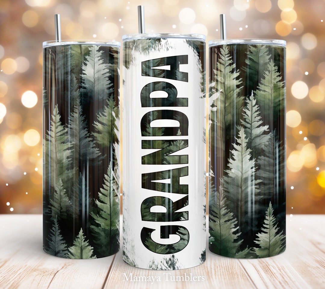 Grandpa 20oz Skinny Tumbler Sublimation Design Camping Pine Trees ...