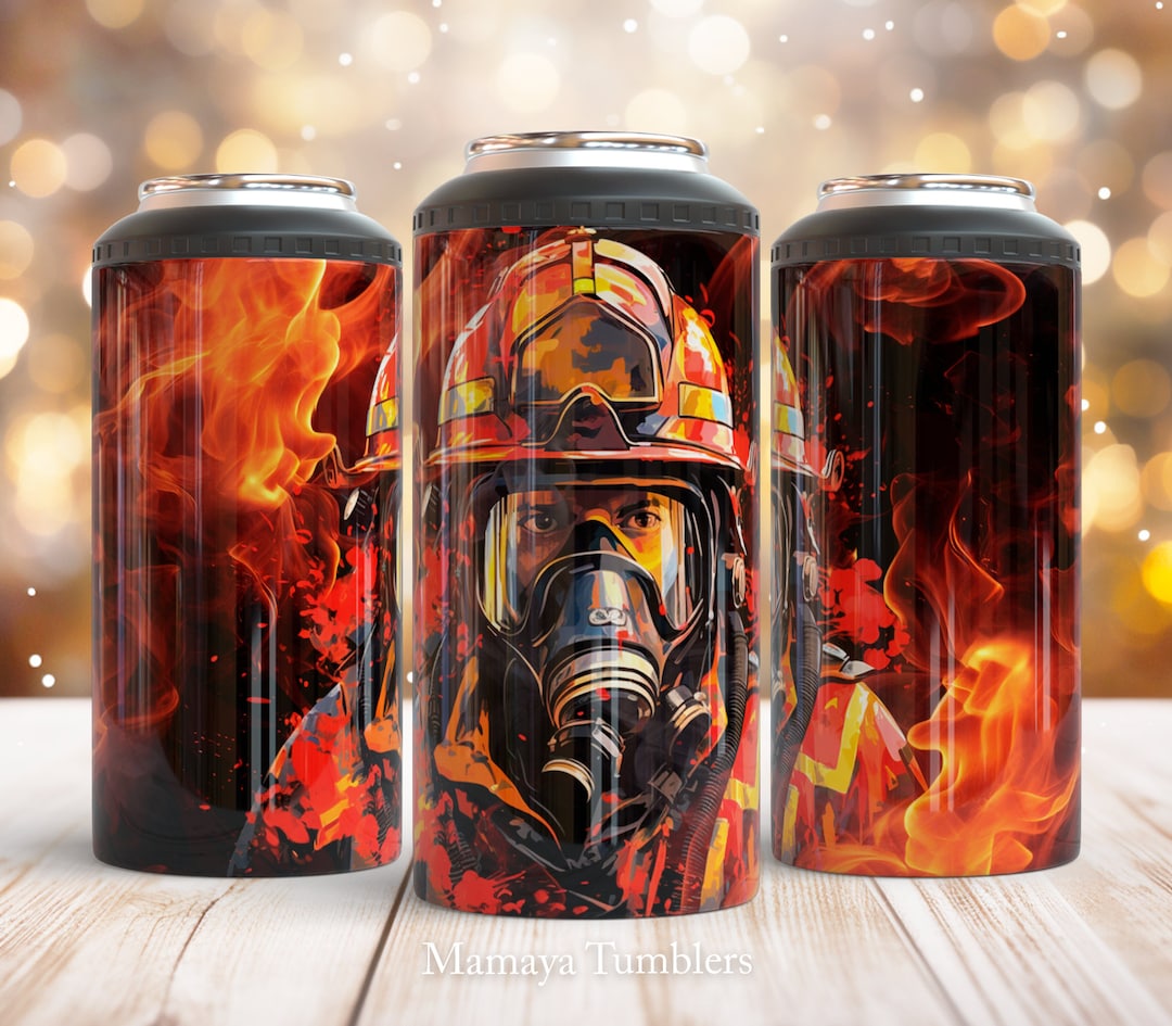 Firefighter 4 in 1 Can Cooler Sublimation Design Fire Straight Can ...