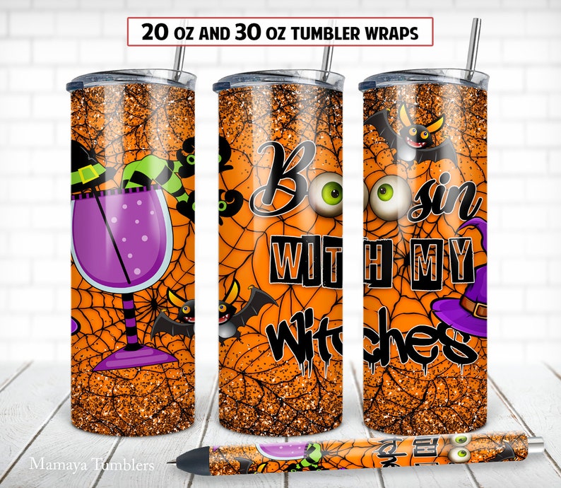 Halloween 20 Oz Skinny Tumbler Sublimation Design Boosin With - Etsy