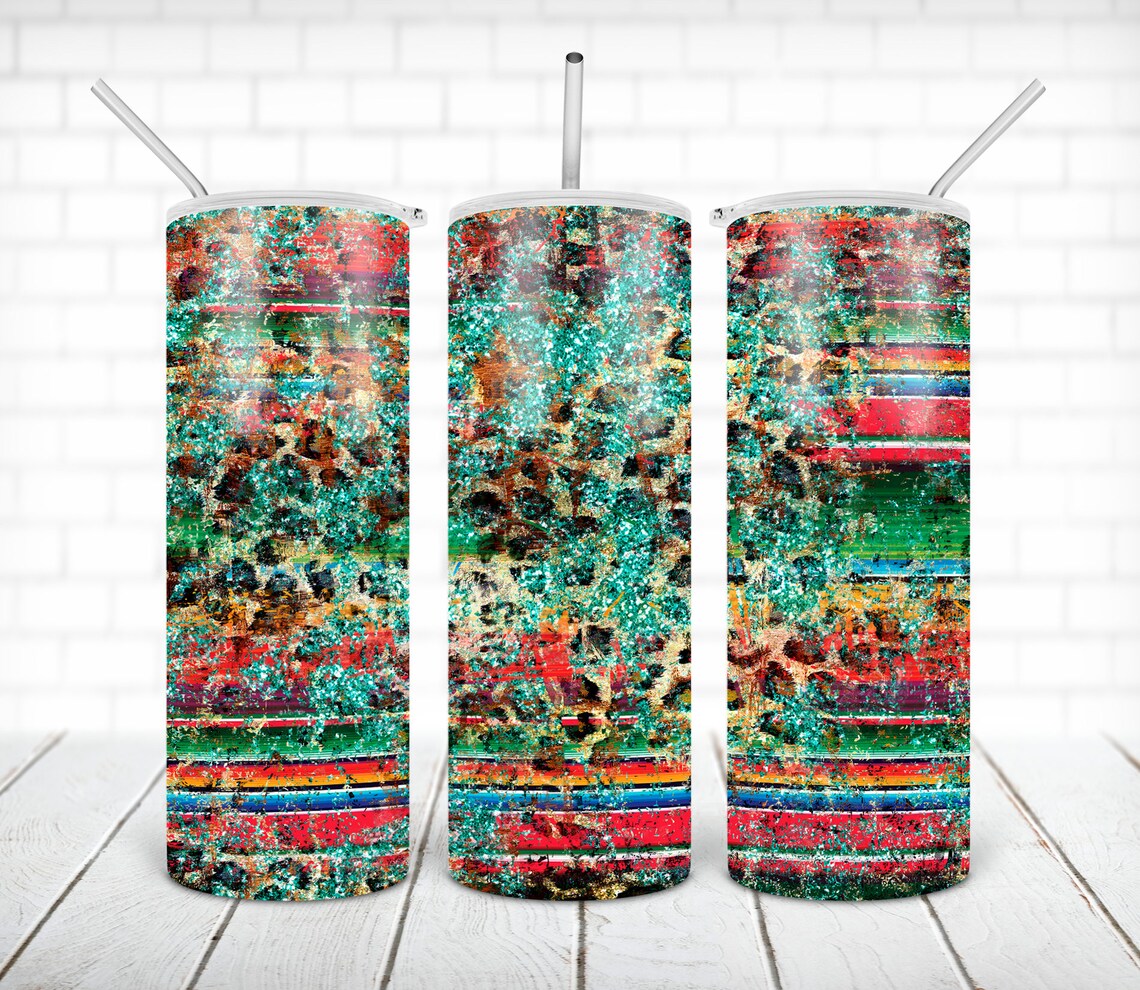 Serape Leopard Tumbler PNG Design Western Distressed 20 Oz - Etsy