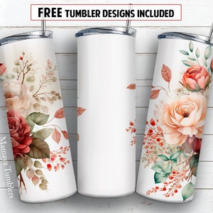 Name Flower BUNDLE 20 Oz Skinny Tumbler Sublimation Design Floral ...