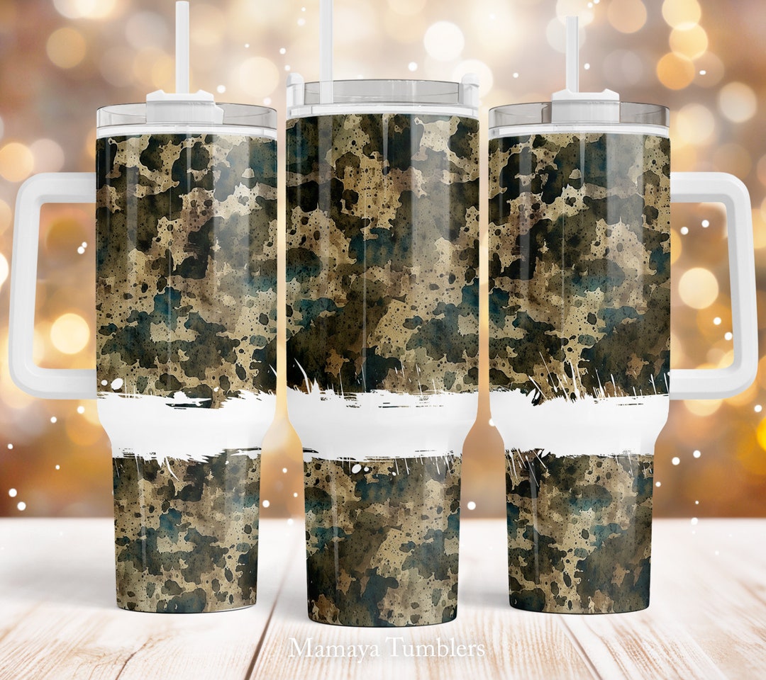 Camouflage 40oz Quencher Tumbler Sublimation Design Camo Wrap Template ...