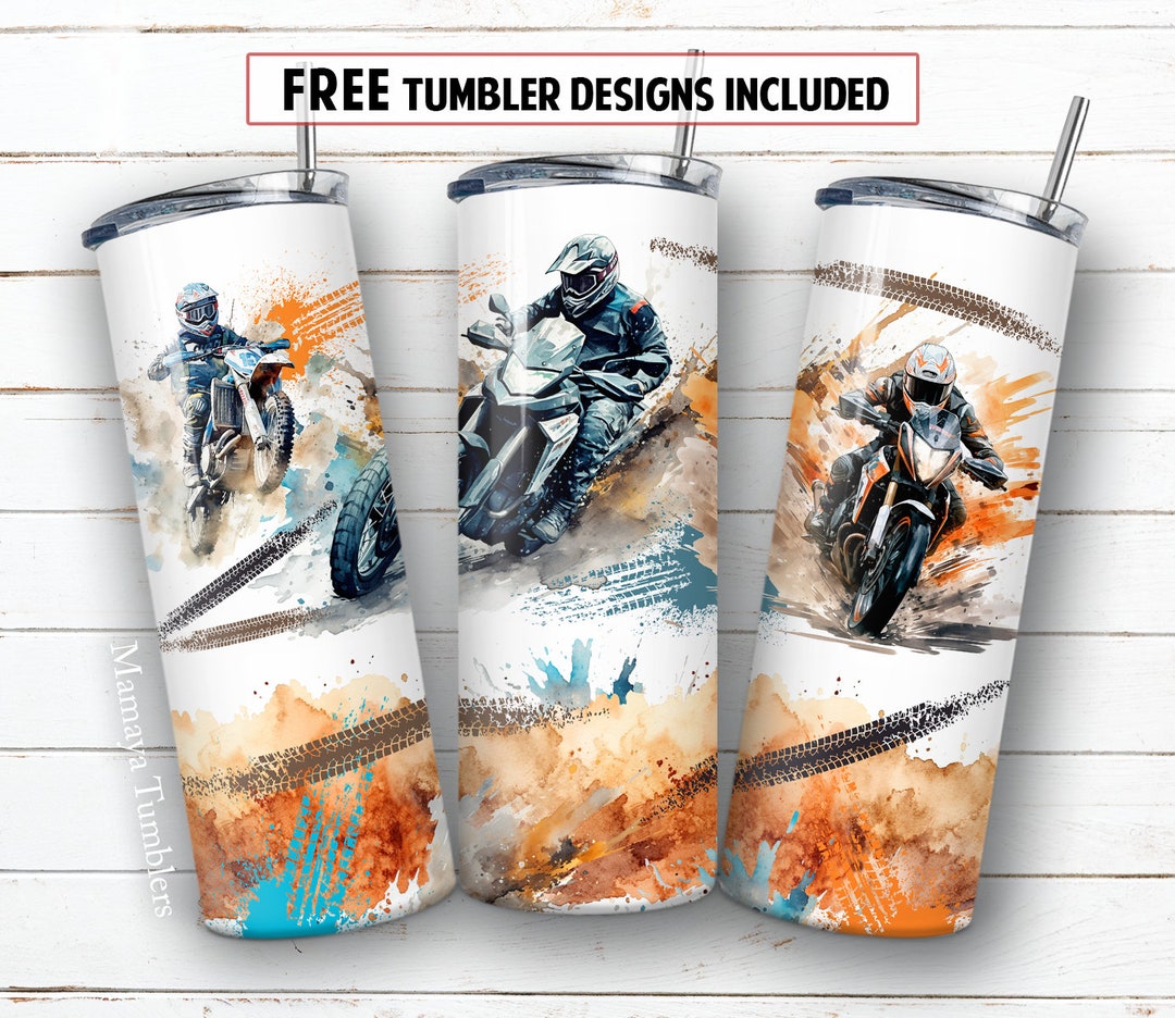 Motocross Rider 20oz Skinny Tumbler Sublimation Design Motorcycle Rider ...