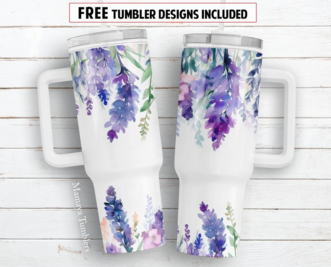 Lavender 40oz Quencher Tumbler Sublimation Design Summer Flowers Floral ...
