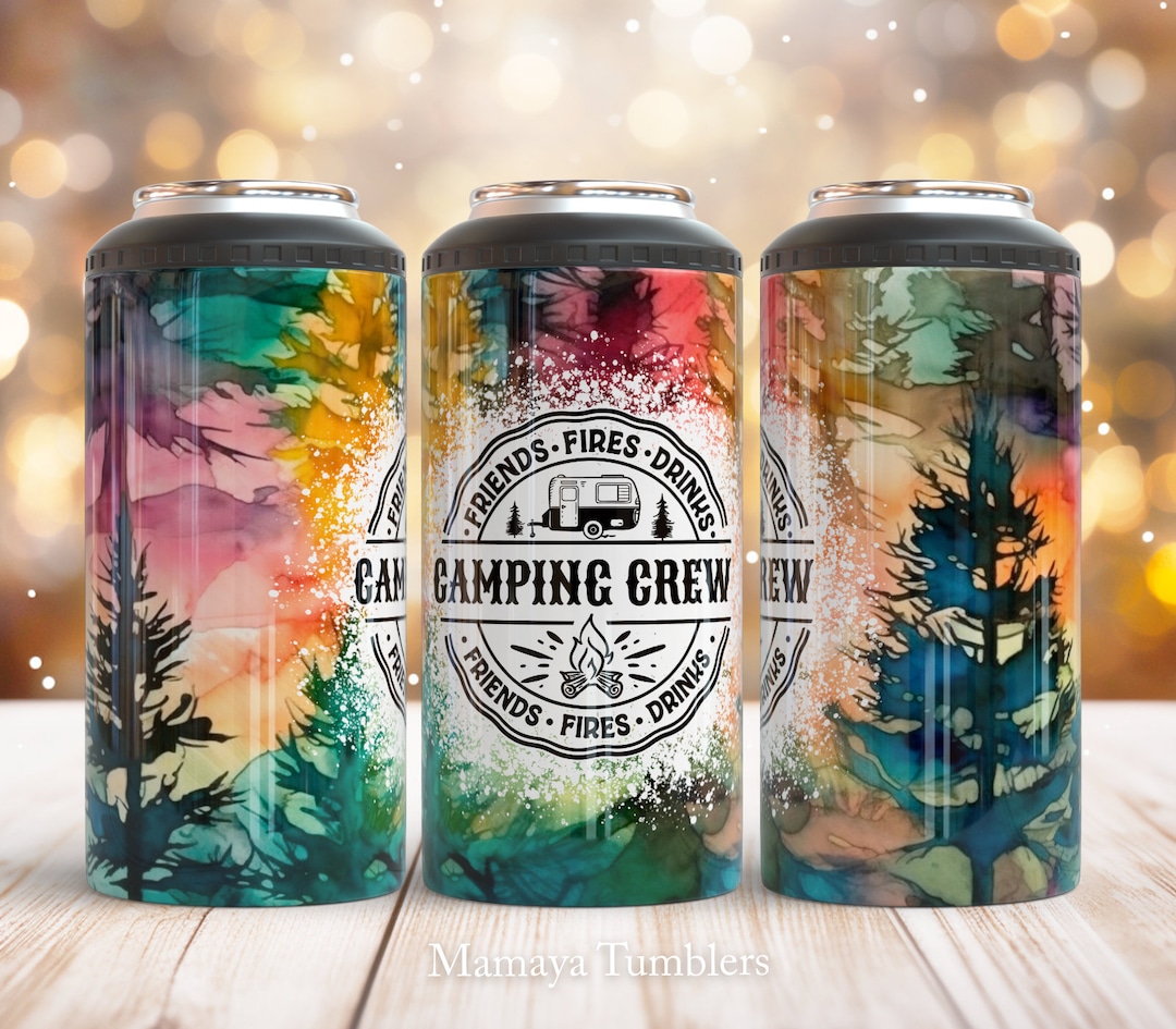 Camping Crew 4 in 1 Can Cooler Sublimation Design Friends Adventure ...