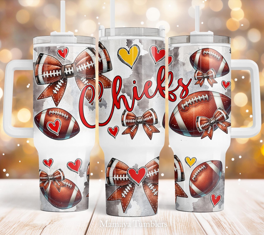 Chiefs 40oz Quencher Tumbler Sublimation Design Red and Gold Coquette ...