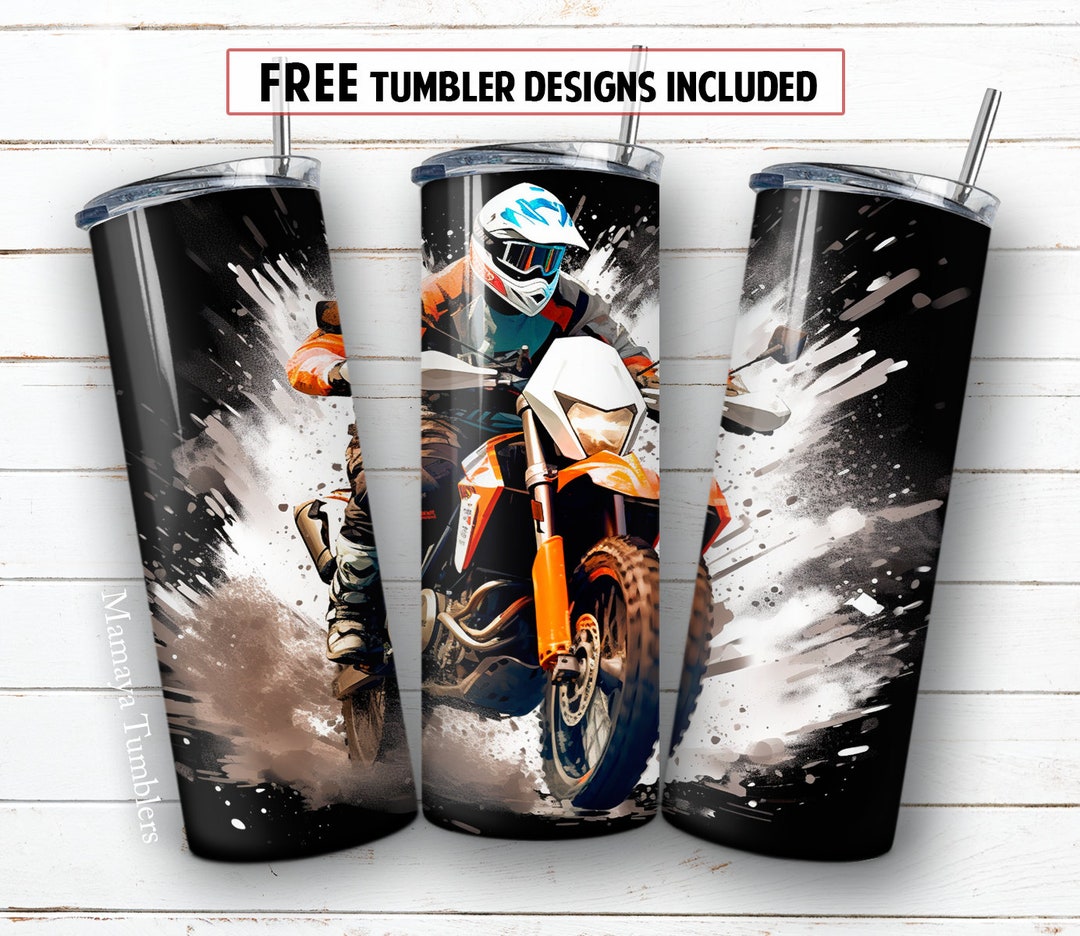 Motocross Rider 20oz Skinny Tumbler Sublimation Design Motorcycle Rider ...