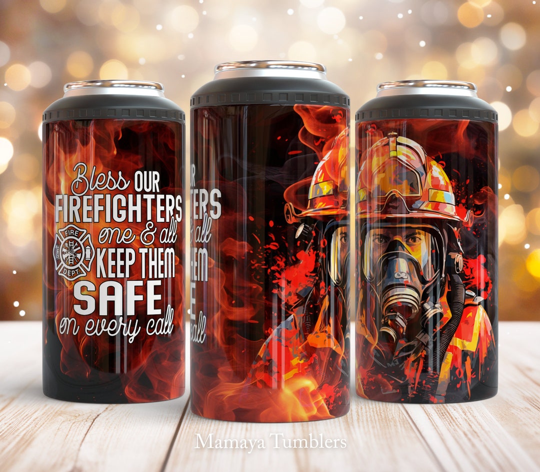 Bless Our Firefighters 4 in 1 Can Cooler Sublimation Design Keep Them ...