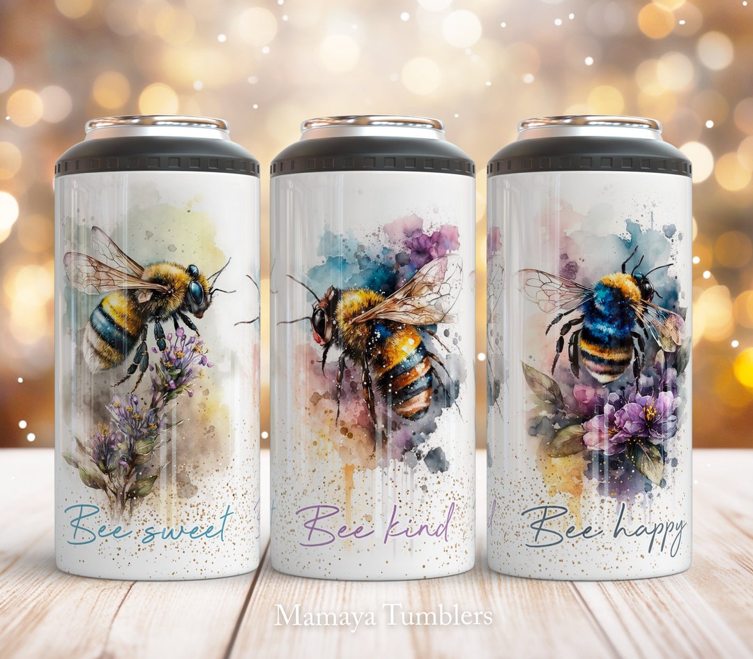 Bee Sweet Bee Kind Bee Happy 4 in 1 Can Cooler Sublimation Design ...