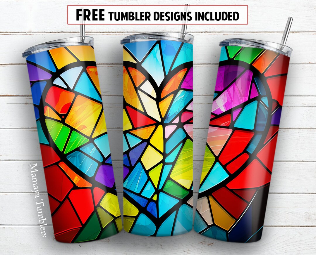 Stained Glass LGBT 20 Oz Skinny Tumbler Sublimation Design Equality ...