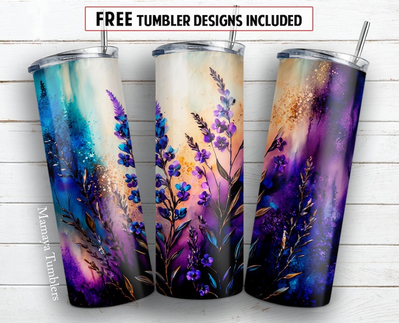 Lavender 20 Oz Skinny Tumbler Sublimation Design Alcohol Ink - Etsy