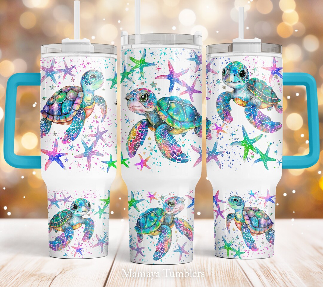 Sea Turtles 40oz Quencher Tumbler Sublimation Design Summer Sea Life ...