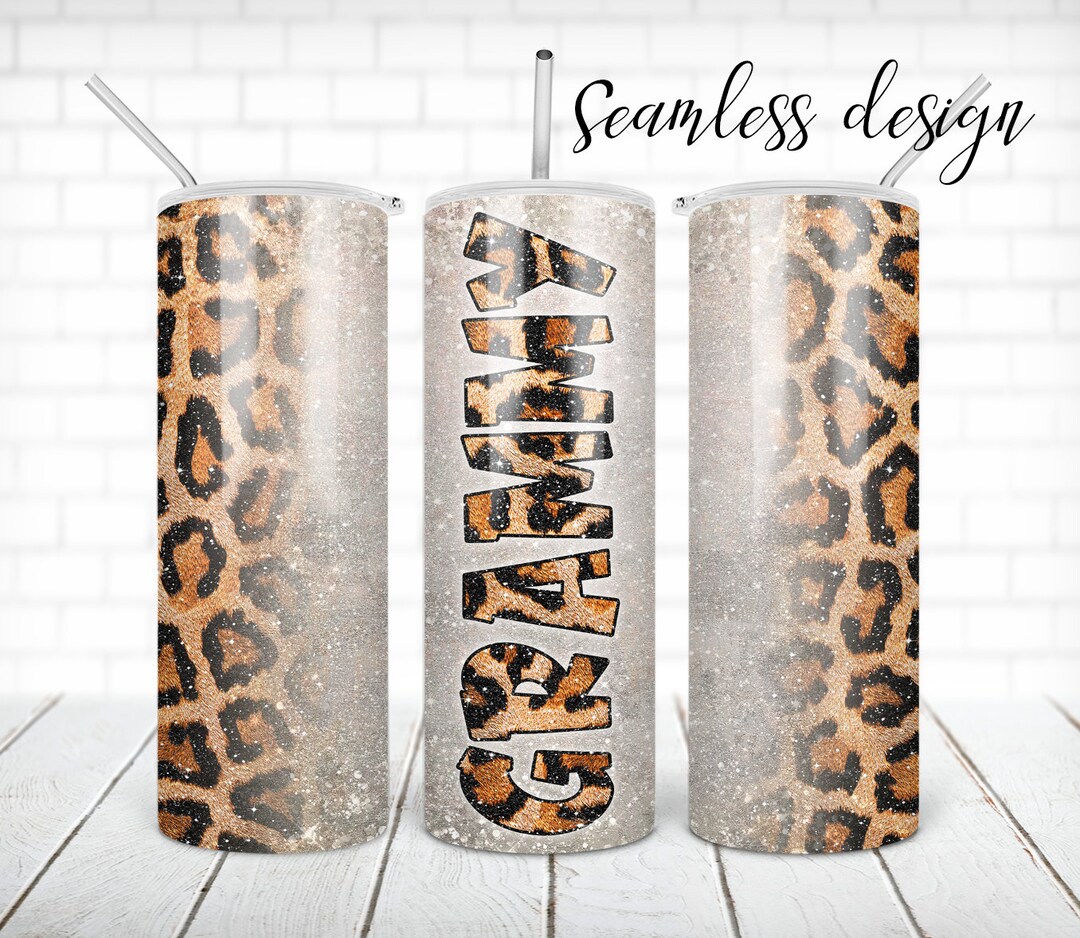 Grammy Tumbler PNG Design Leopard Glitter 20 Oz Skinny Tumbler STRAIGHT ...