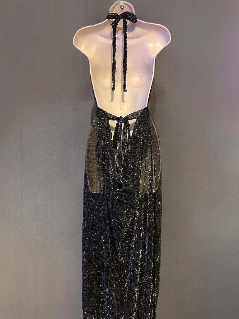 Sheer Sparkle Black Dress: Open Back, High Slit | Revealing See Through ...