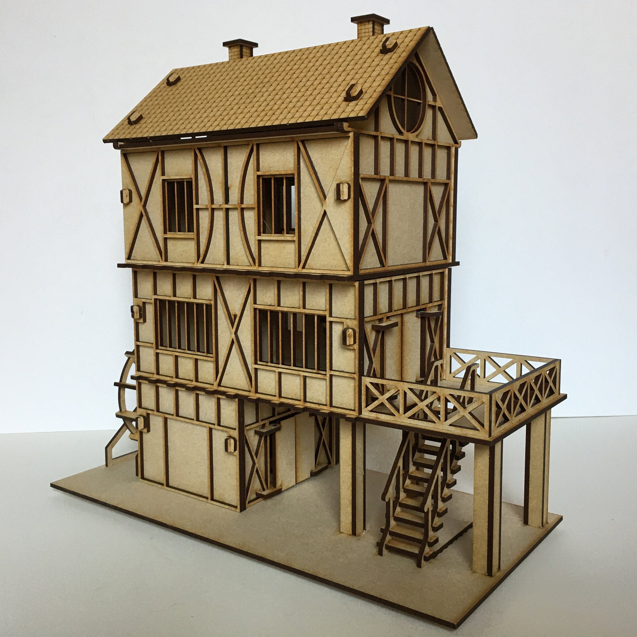 Tudor Water Mill House Model Kit: European Architecture, Laser Cut MDF ...
