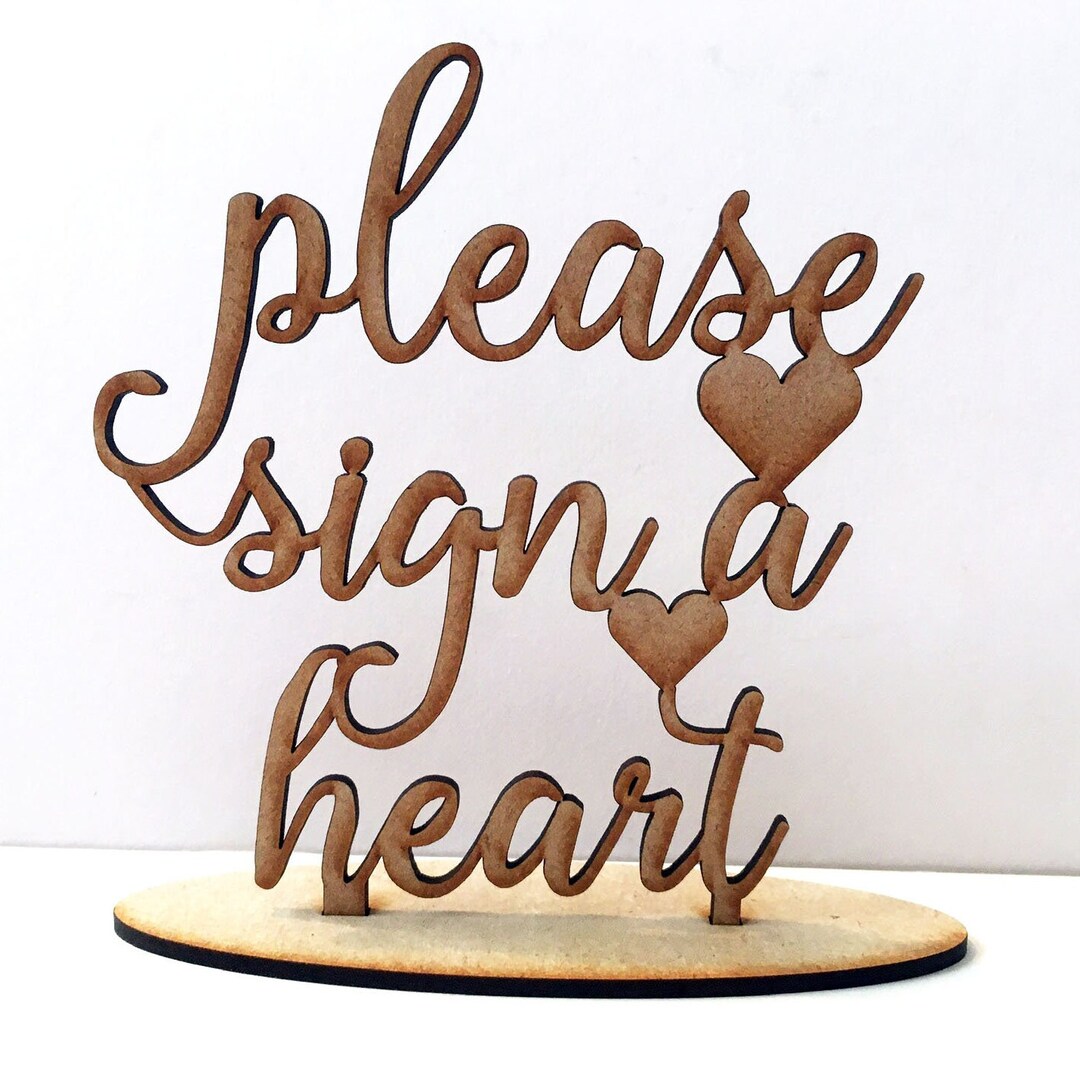 Please Sign a Heart Wedding Reception Sign. Free UK Delivery. - Etsy