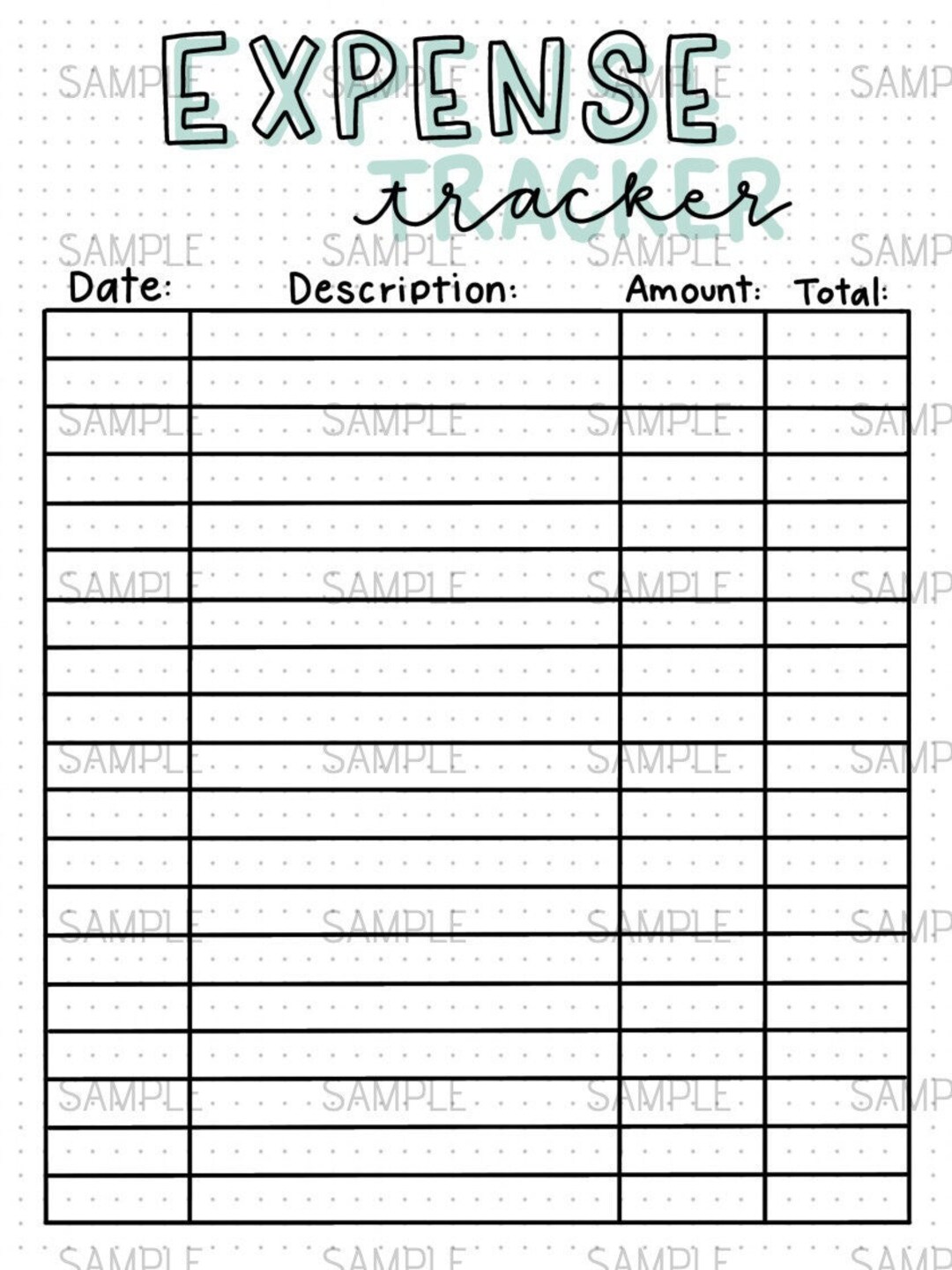 Expense Tracker Digital PDF Download for Bujo, Bullet, Journal, Spreads ...