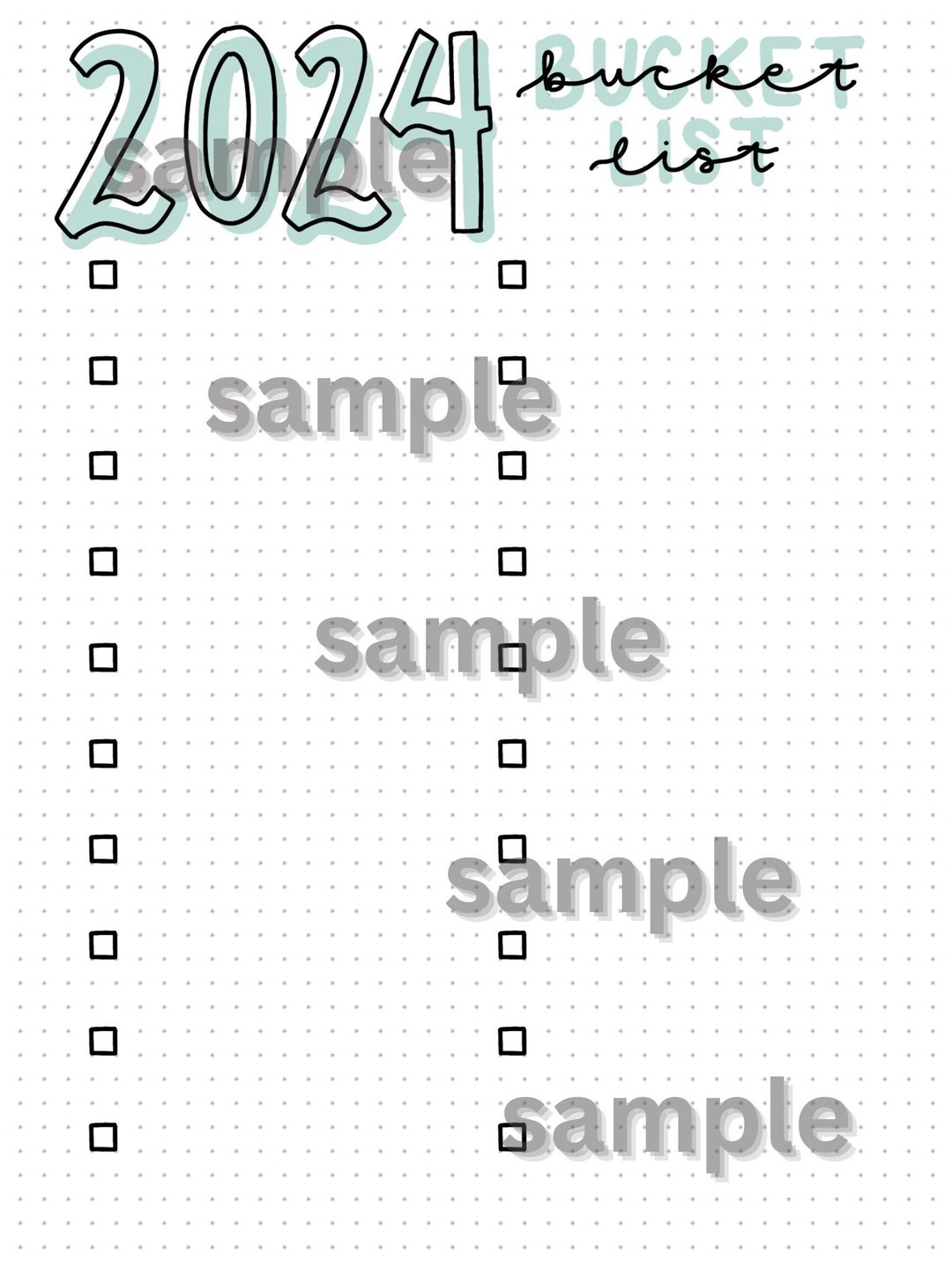 2024 Bucket List Digital PDF Download for Bujo, Bullet, Journal, Spreads, Pages, Tracker, Spread ...