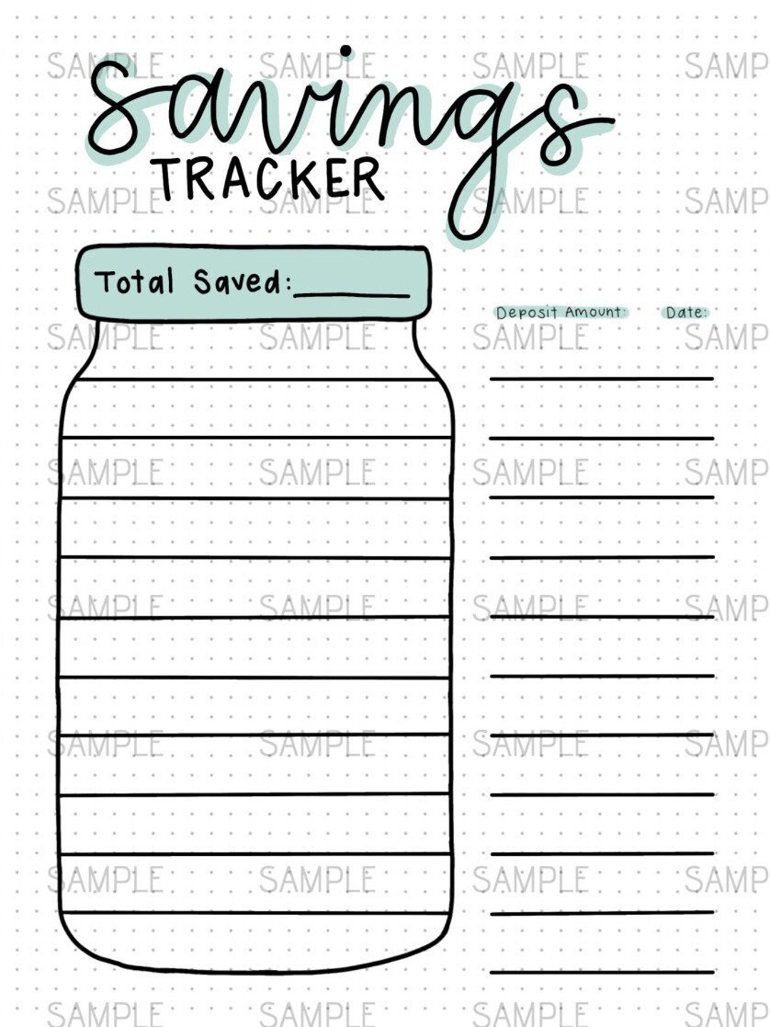 Savings Tracker Digital PDF Download for Bujo, Bullet, Journal, Spreads ...