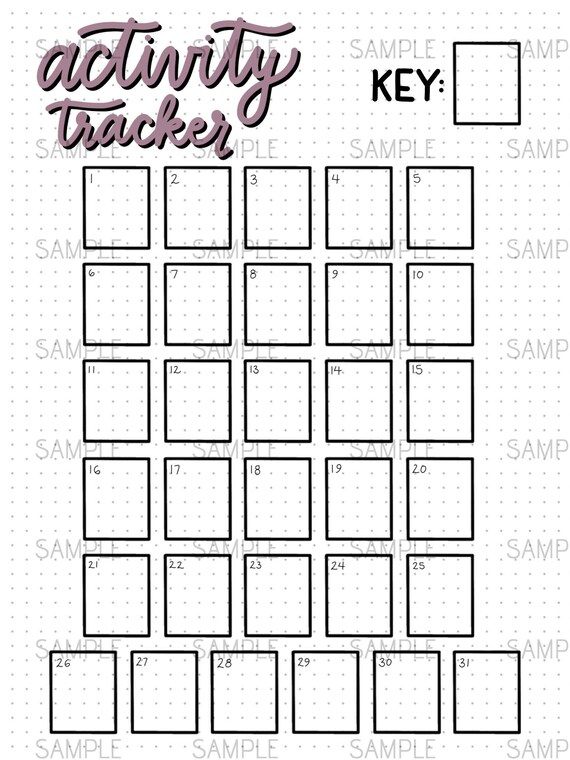 Activity Tracker Digital PDF Download for Bullet Journal | Etsy