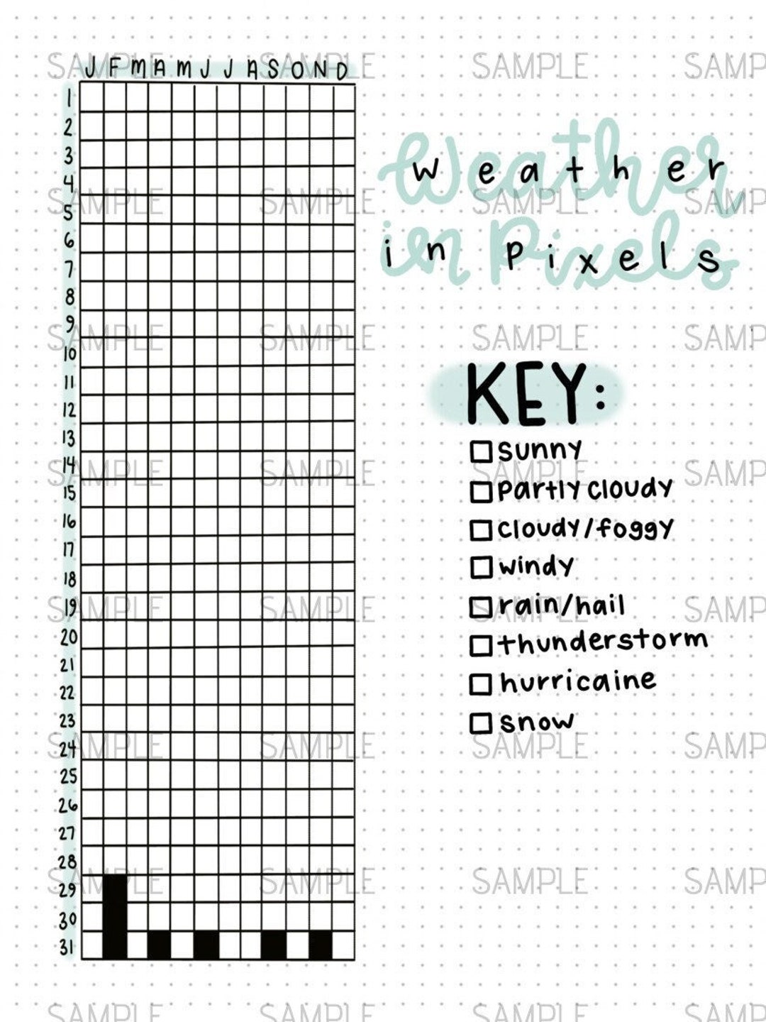 Weather in Pixels Digital PDF Download for Bujo Bullet - Etsy UK