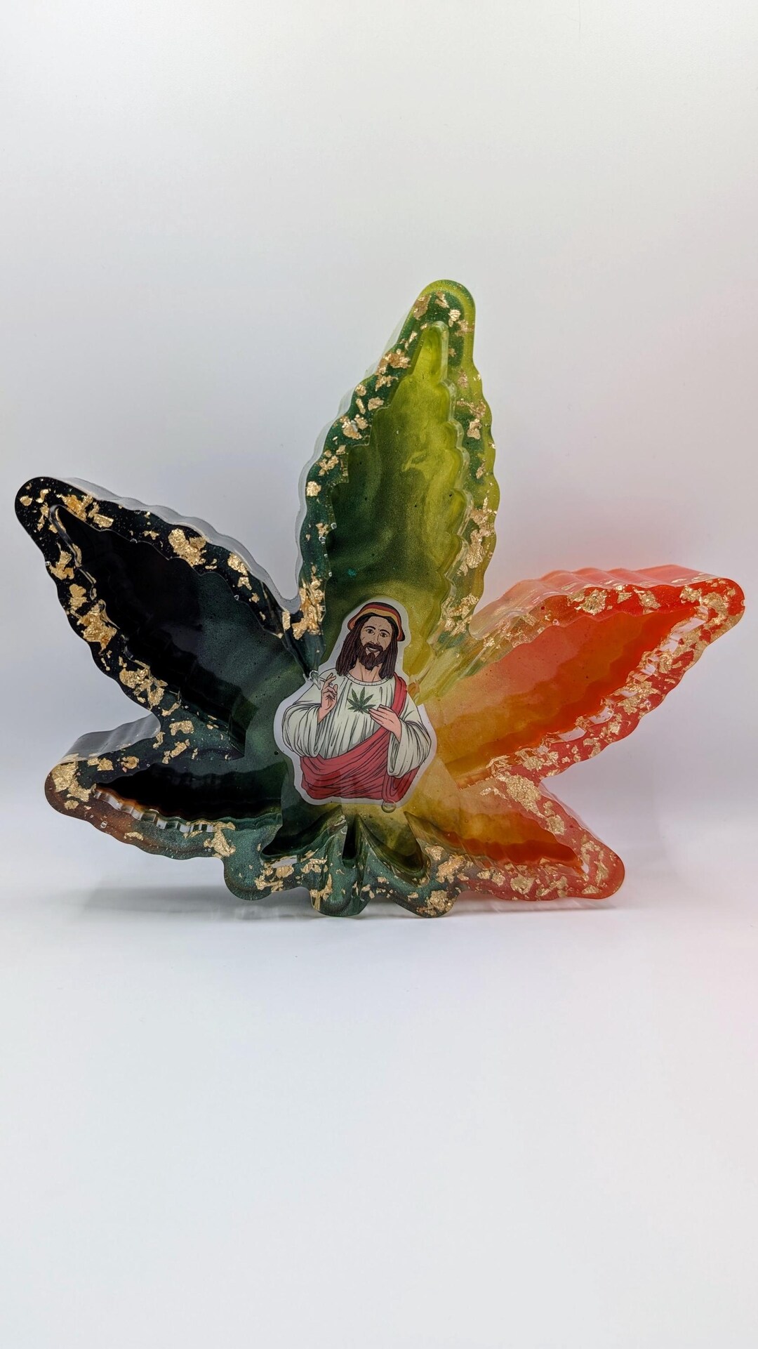 Jesus Pot Leaf Ashtray/ Trinket Dish With Gold Flakes - Etsy