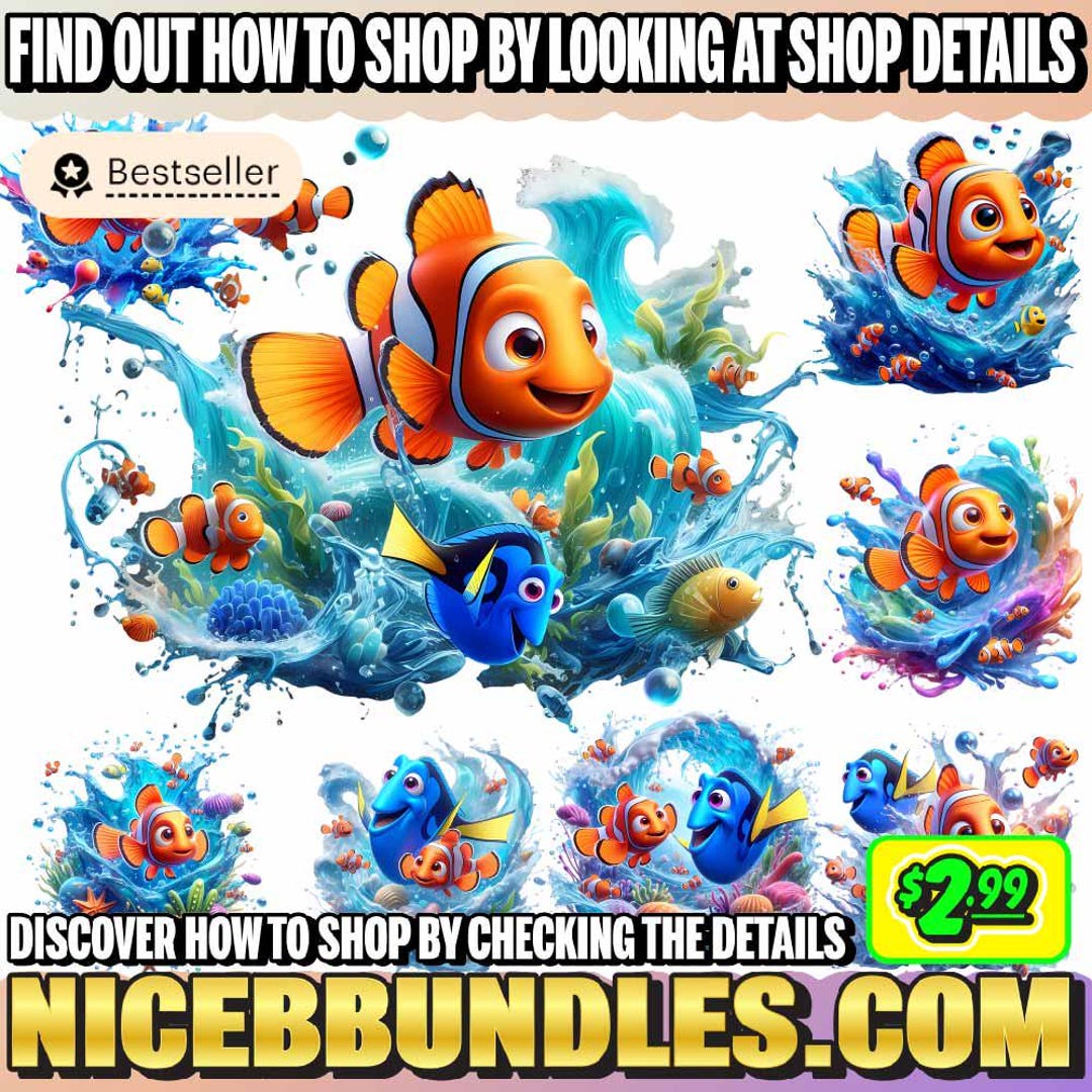 8 PNG Finding Nemo Finding Dory Splash and Watercolor Digital Design ...