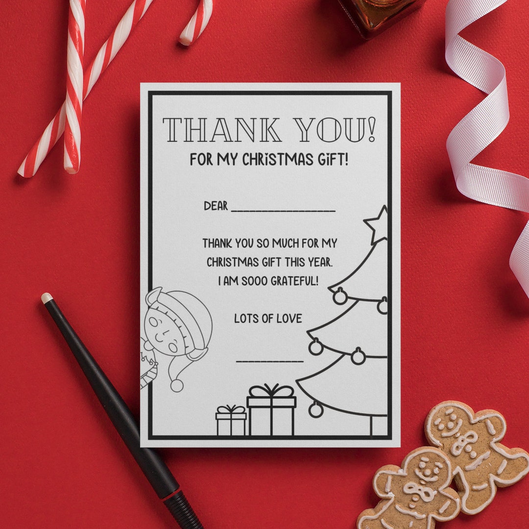CHRISTMAS CARD Colouring in A4 Thank You Card. Children, Kids, Art ...