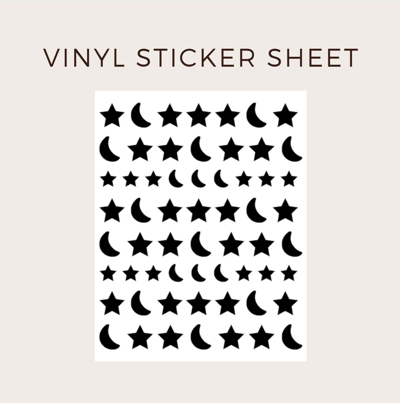Moon and Star Vinyl Decal Sticker Sheets - Vinyl Decal Sticker Sheets ...