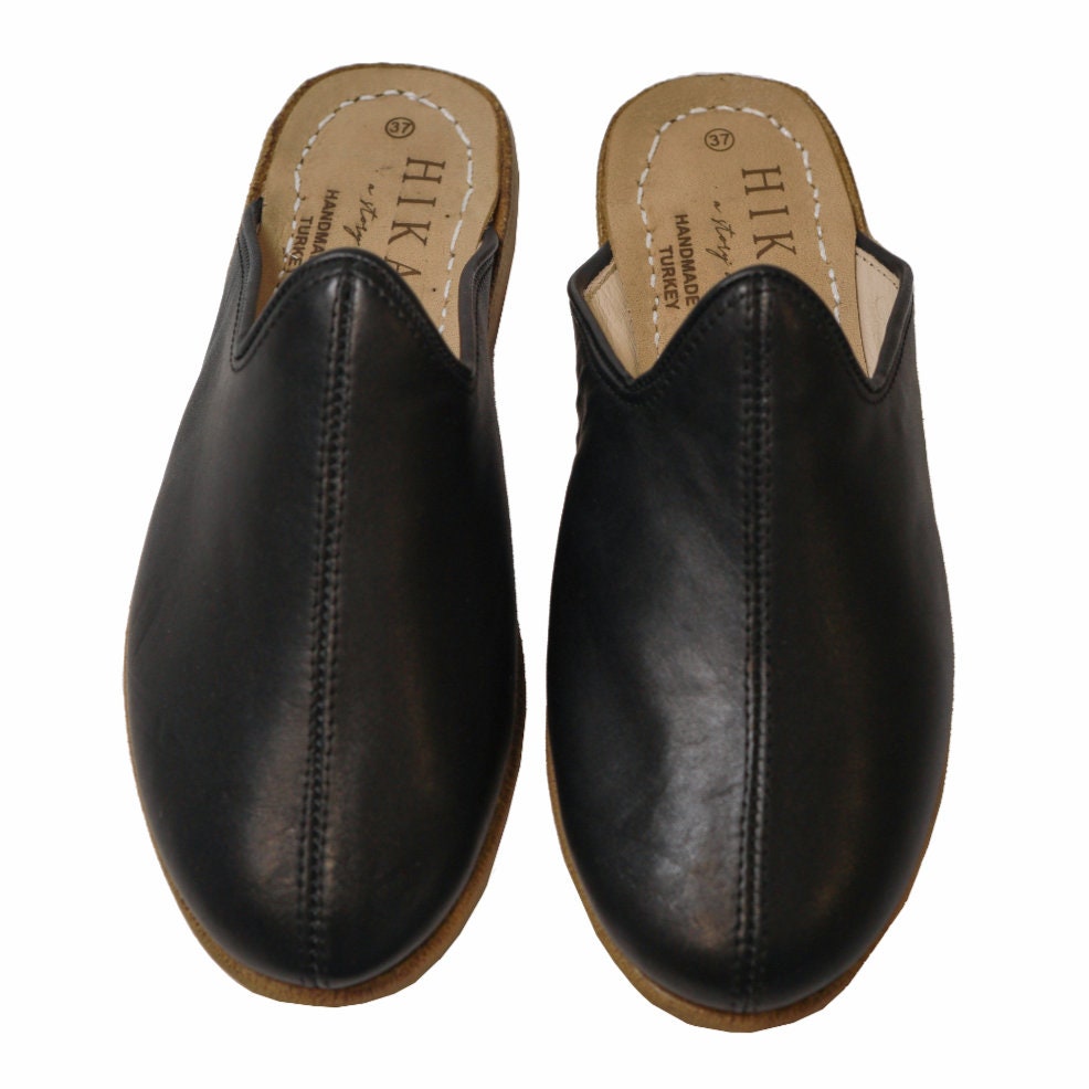 Moda Black Handmade Leather Mules - Etsy