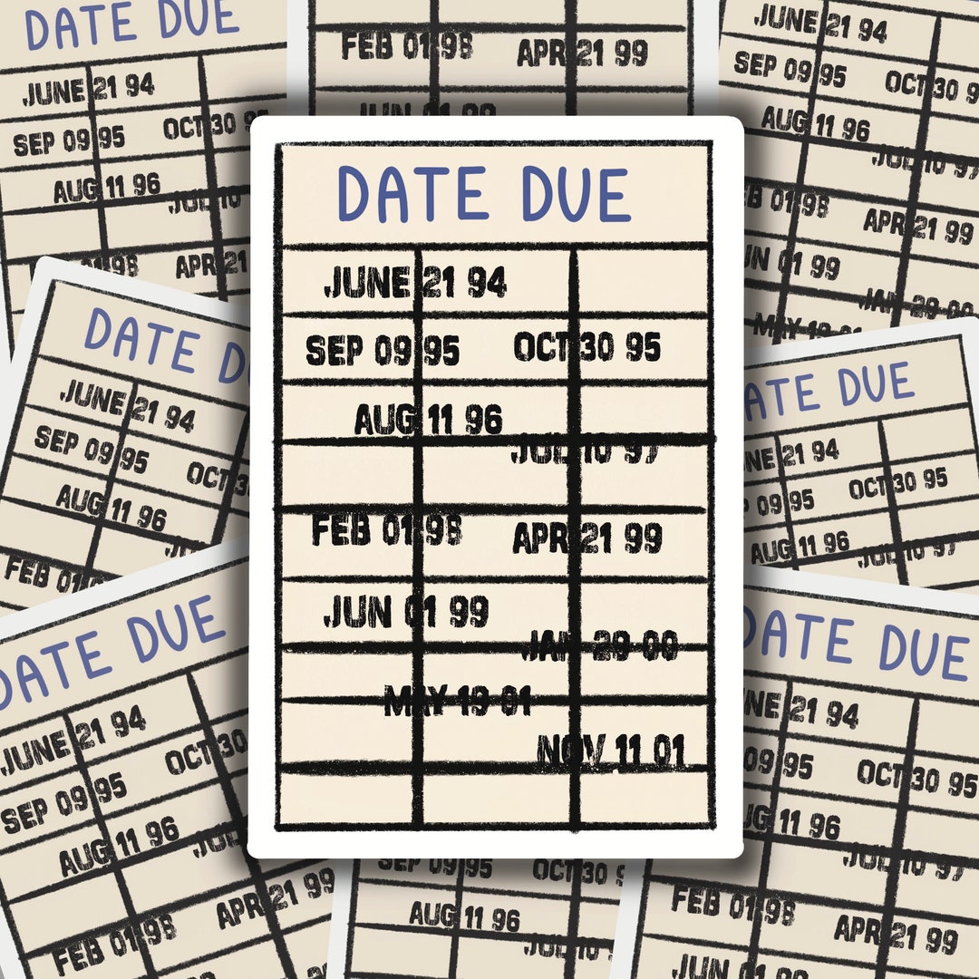 Library Date Due Card, Library Card Sticker, Vintage Library Card, Book ...