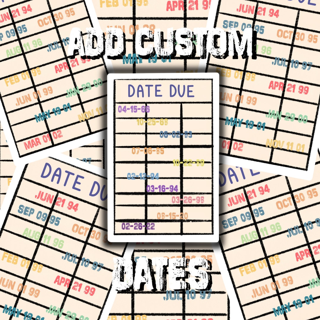 Custom Library Date Due Card, Library Card Sticker, Vintage Library ...