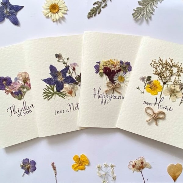 Pressed Flower Cards - Etsy UK