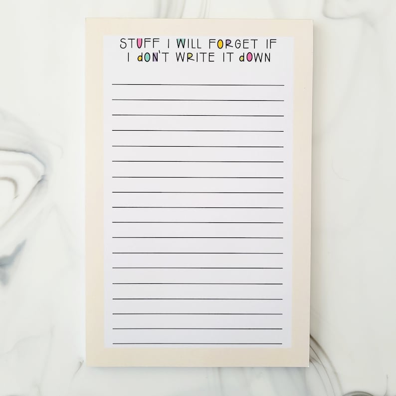 Funny "stuff I'll Forget" Notepad: to Do & Grocery List - Etsy