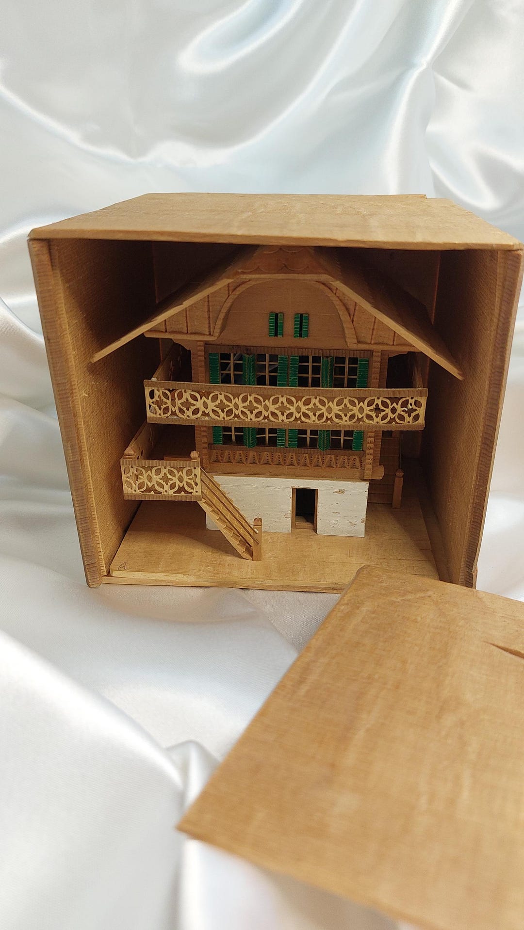 Vintage Miniature House Model, Austrian Model House Made of Wood With ...