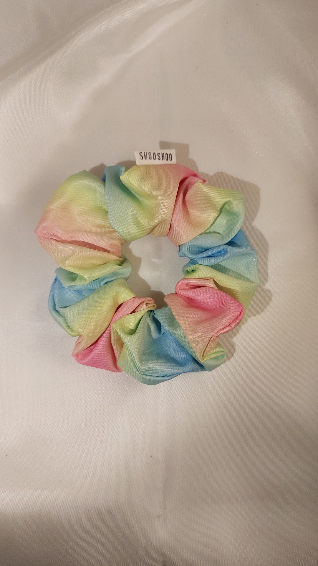 Scrunchie Rainbow Pastel Colors, Pride Scrunchie, Large Satin Scrunchie ...