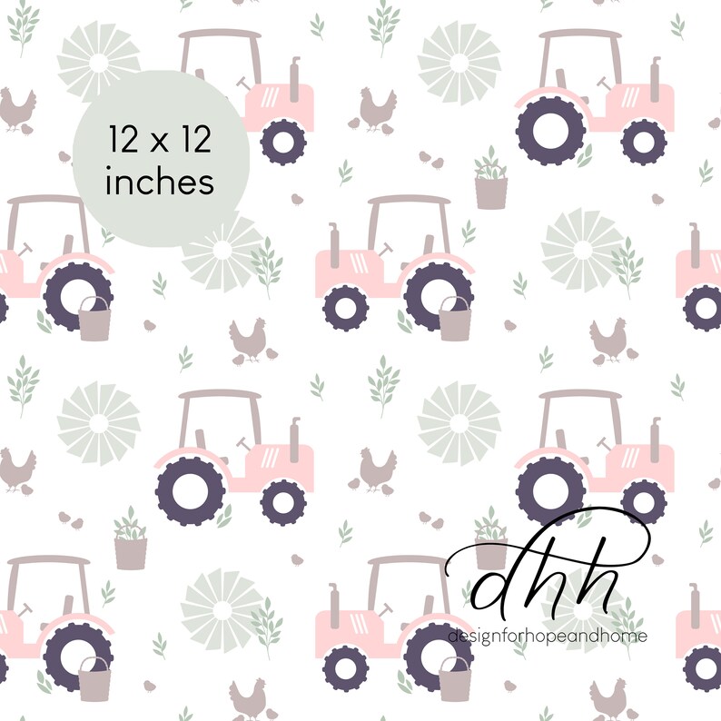 Pink Tractor Seamless Pattern Tractor Repeat Design - Etsy
