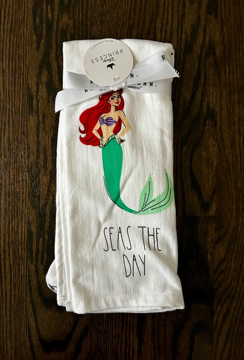 Rae Dunn Disney Ariel the Little Mermaid Kitchen Towels: Seas the Day ...