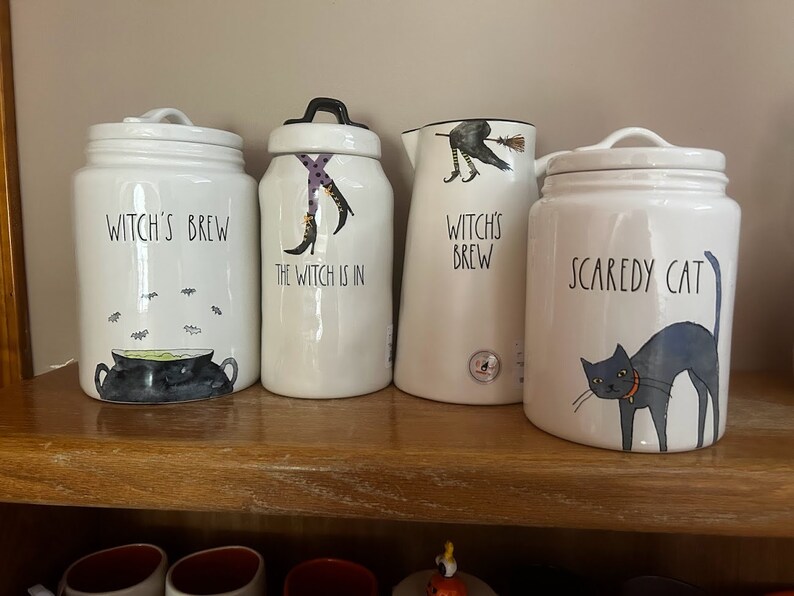Rae Dunn: Halloween "scaredy Cat" + "witch's Brew" + “the Witch is In ...